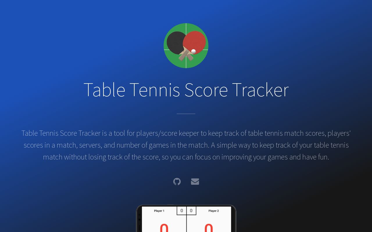 Table Tennis Score Tracker (Landing Page)
